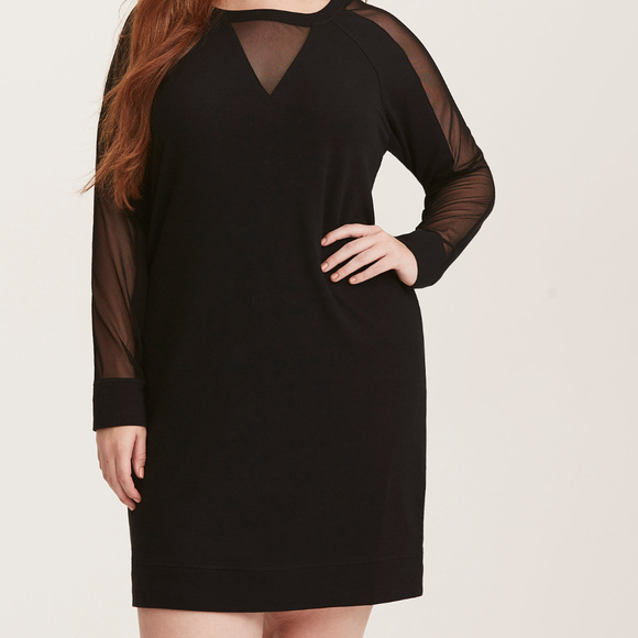 torrid | Dresses | New Black Mesh Inset Sweatshirt Dress 2x | Poshmark